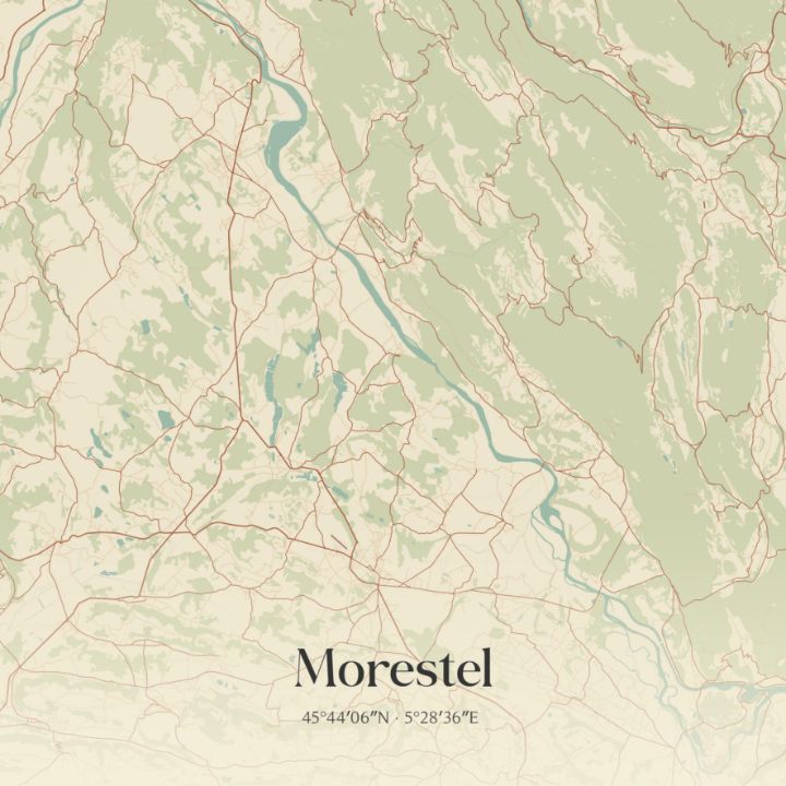 Vintage map of Morestel, France. - Rezona - Digital Art & AI, Places ...