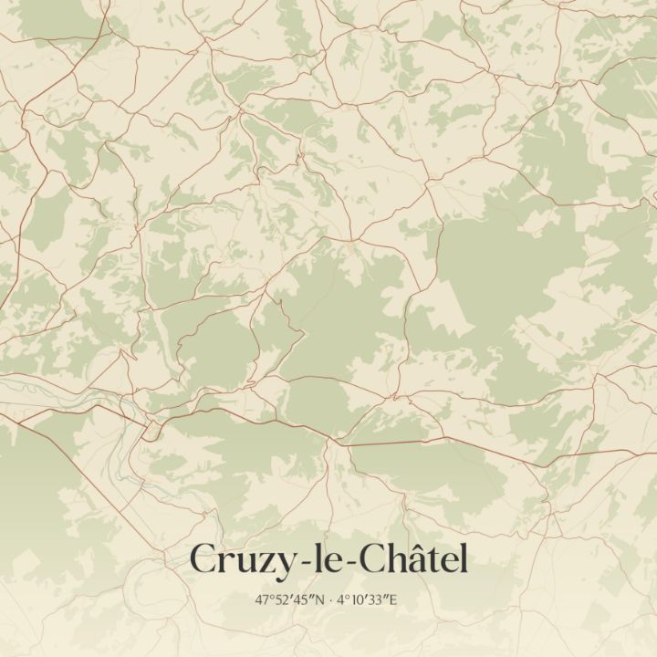 Vintage map of Cruzy-le-Châtel, Fran - Rezona - Digital Art & AI ...