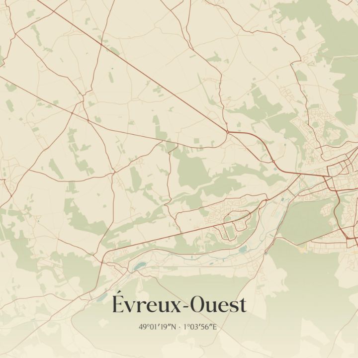 Vintage map of Évreux-Ouest, France. - Rezona - Digital Art & AI ...