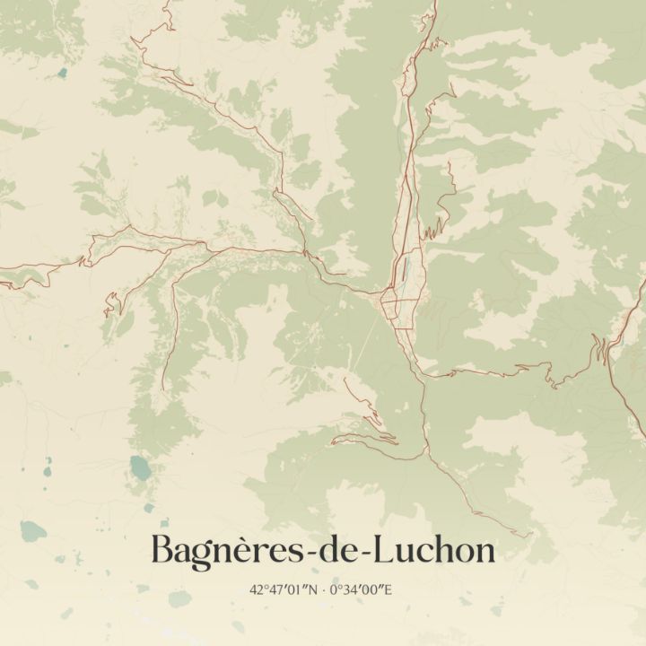 Vintage map of Bagnères-de-Luchon, F - Rezona - Digital Art & AI ...