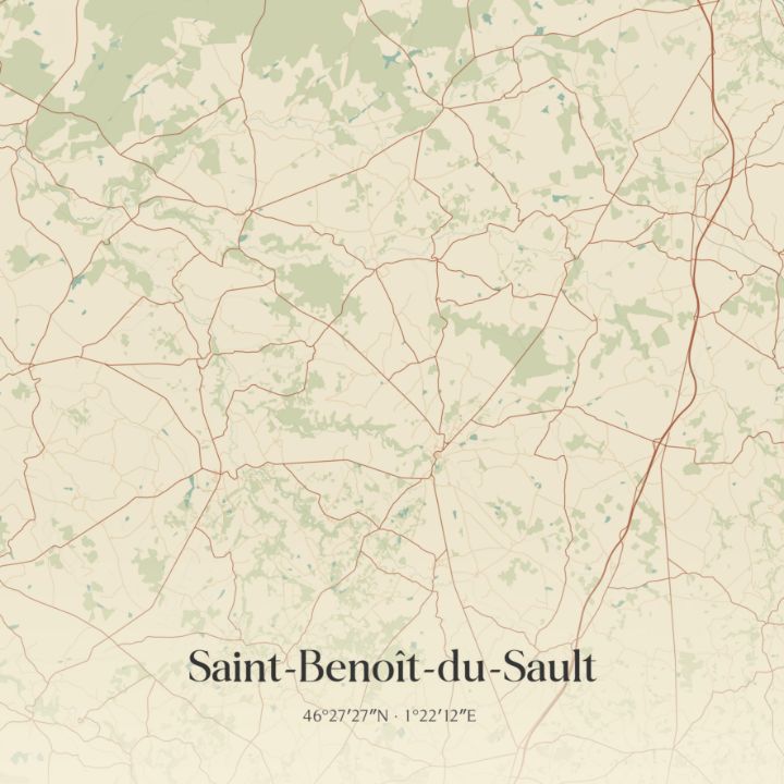 Vintage map of Saint-Benoît-du-Sault - Rezona - Digital Art & AI, Places & Travel, Europe ...