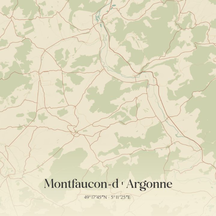 Vintage map of Montfaucon-d'Argonne, - Rezona - Digital Art & AI ...