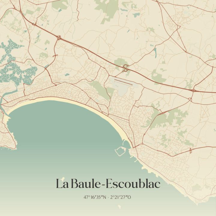 Vintage map of La Baule-Escoublac, F - Rezona - Digital Art & AI ...