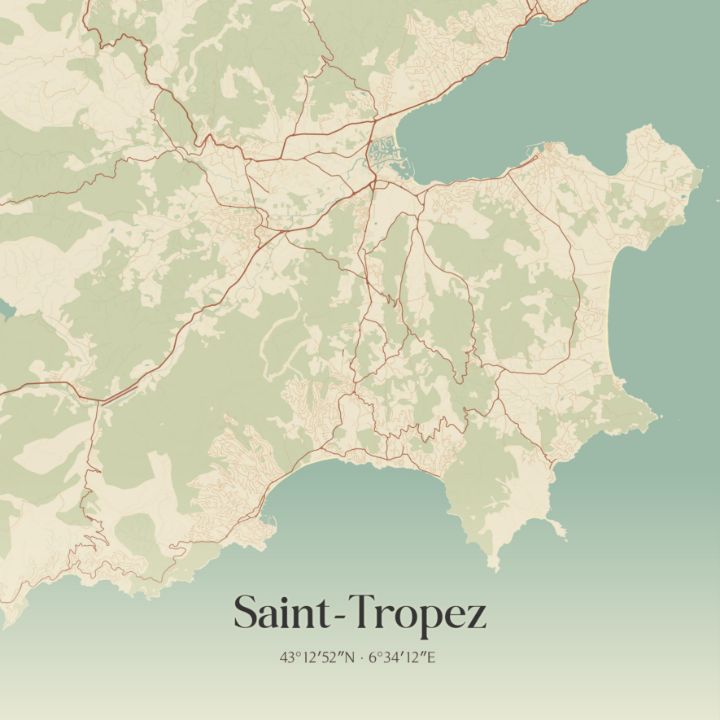 Vintage map of Saint-Tropez, France. - Rezona - Digital Art & AI ...