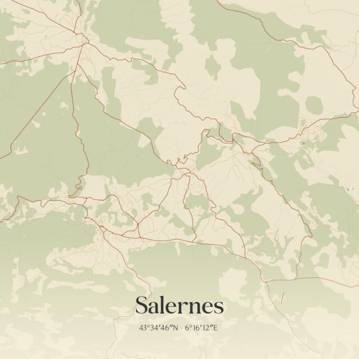 Vintage map of Salernes, France. - Rezona - Digital Art & AI, Places ...