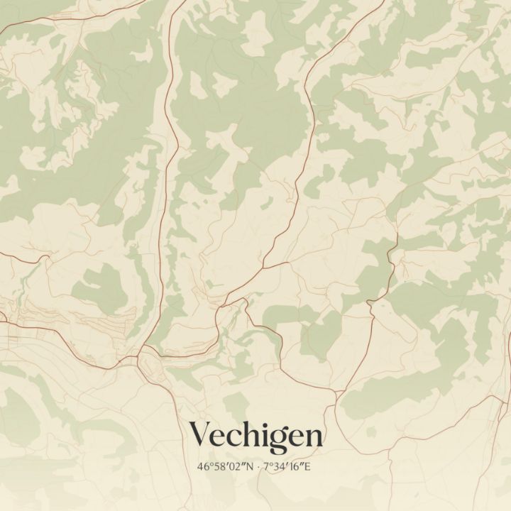 Vintage map of Vechigen, Switzerland - Rezona - Digital Art & AI ...