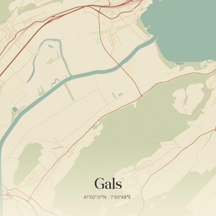 Vintage map of Gals, Switzerland. - Rezona - Digital Art & AI, Places ...