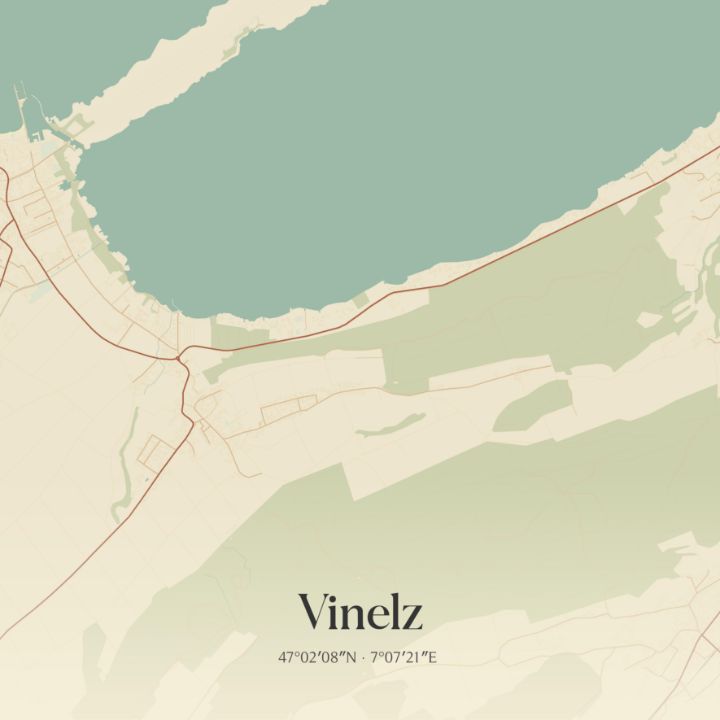 Vintage map of Vinelz, Switzerland. - Rezona - Digital Art & AI, Places ...