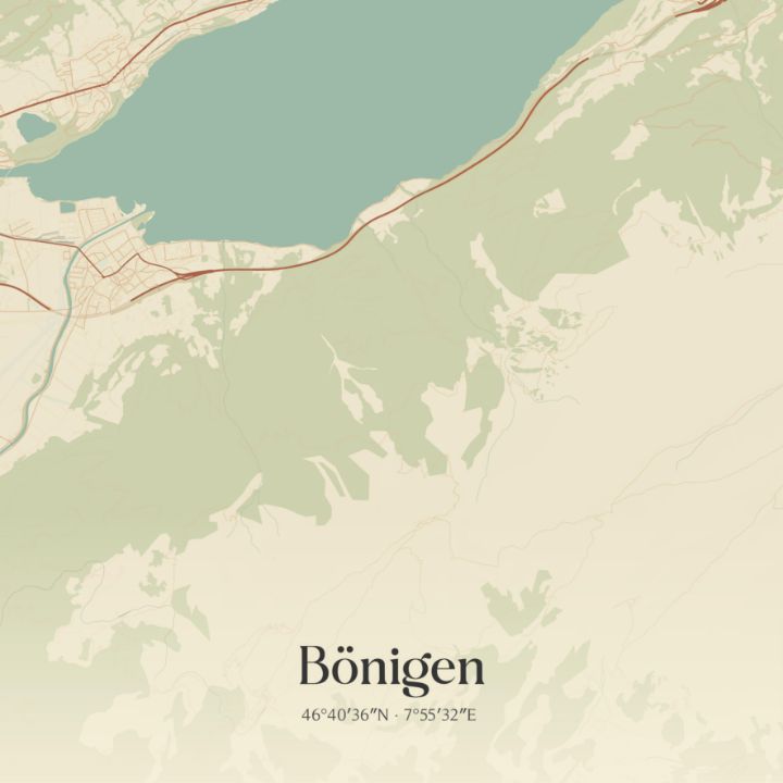 Vintage map of Bönigen, Switzerland. - Rezona - Digital Art & AI ...