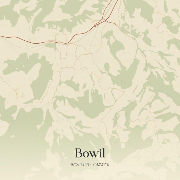 Vintage map of Bowil, Switzerland. - Rezona - Digital Art & AI, Places ...