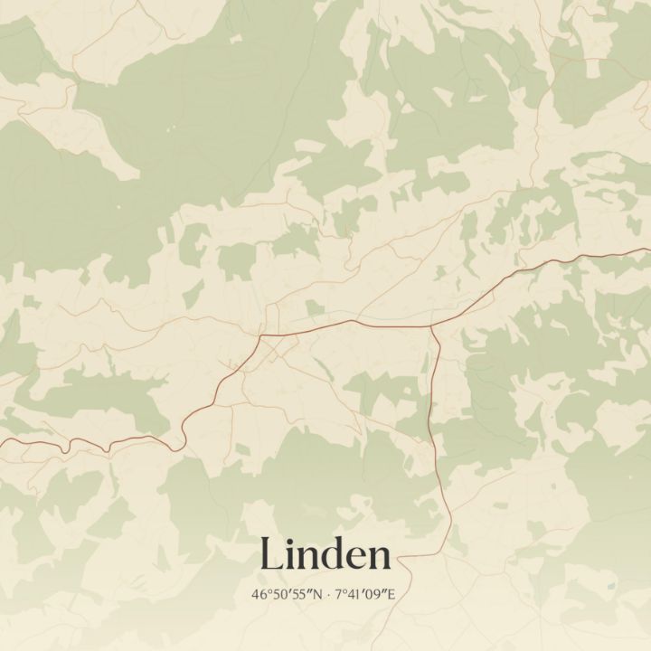 Vintage map of Linden, Switzerland. - Rezona - Digital Art & AI, Places ...