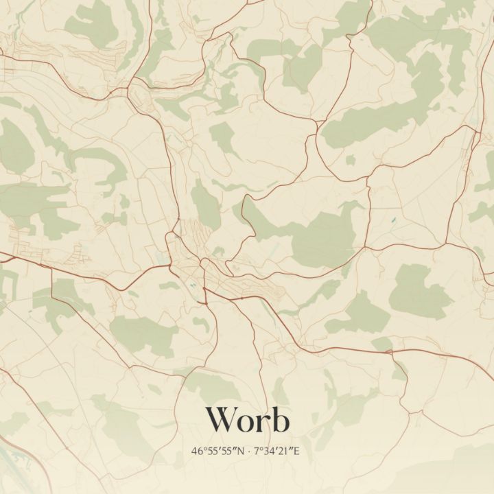 Vintage map of Worb, Switzerland. - Rezona - Digital Art & AI, Places ...