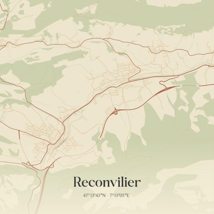 Vintage map of Reconvilier, Switzerl - Rezona - Digital Art & AI ...
