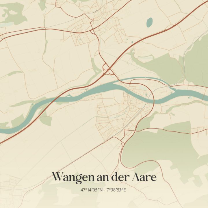 Vintage map of Wangen an der Aare, S - Rezona - Digital Art & AI ...