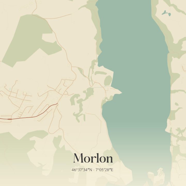 Vintage map of Morlon, Switzerland. - Rezona - Digital Art & AI, Places ...