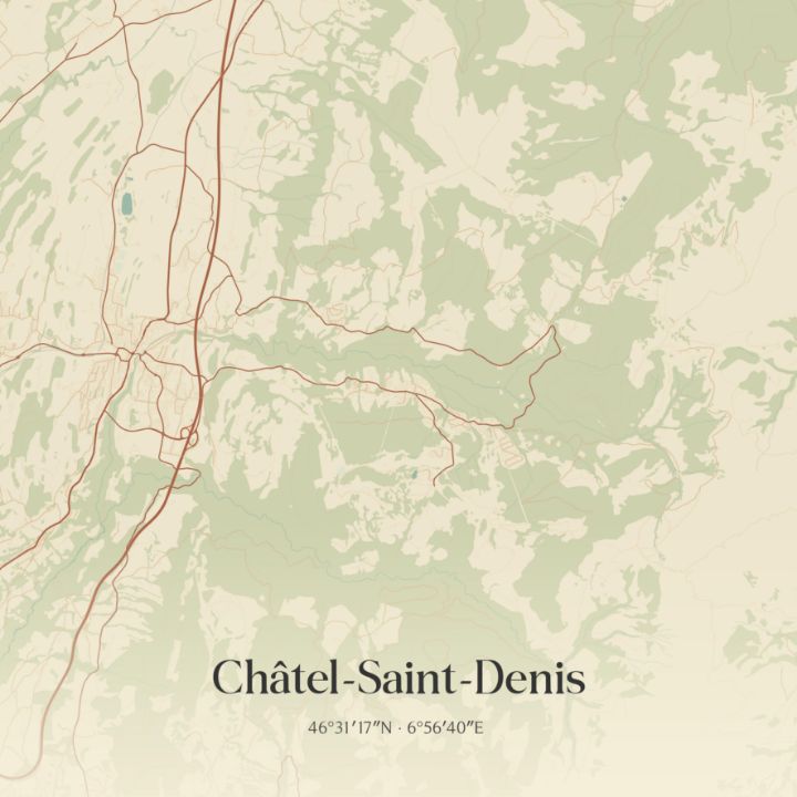 Vintage map of Châtel-Saint-Denis, S - Rezona - Digital Art & AI ...