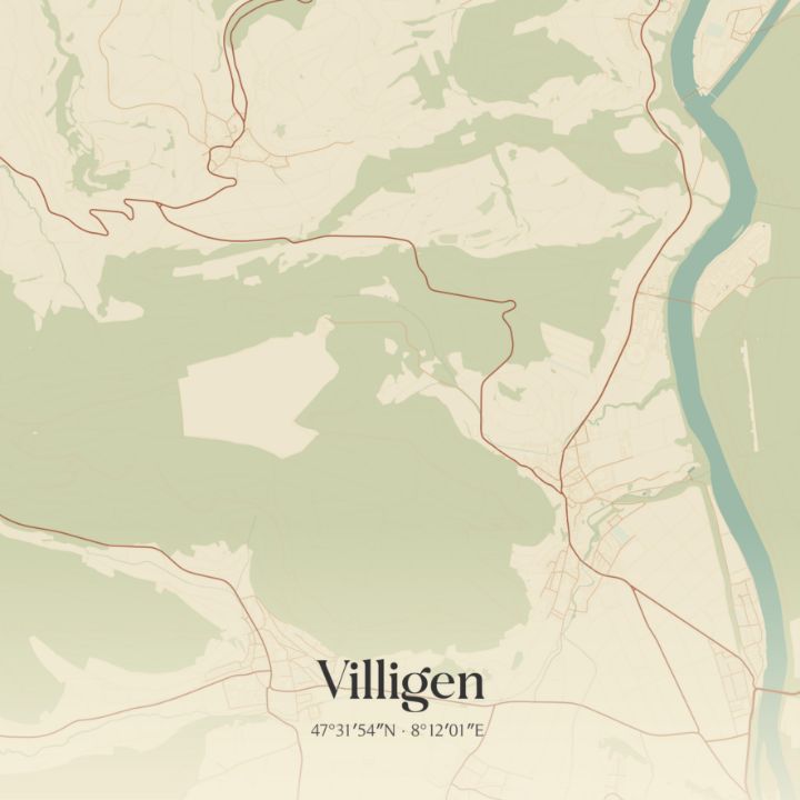 Vintage map of Villigen, Switzerland - Rezona - Digital Art & AI ...
