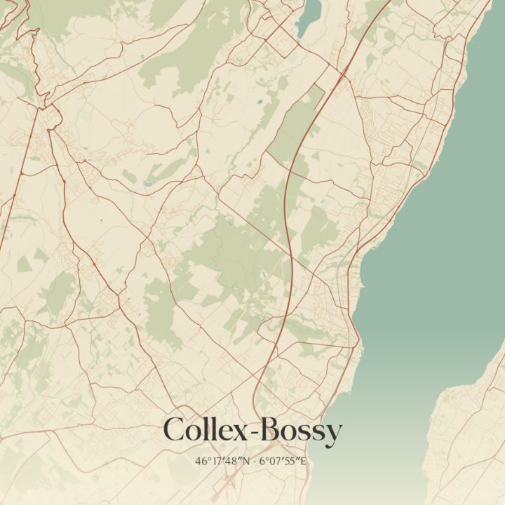 Vintage map of Collex-Bossy, Switzer - Rezona - Digital Art & AI ...