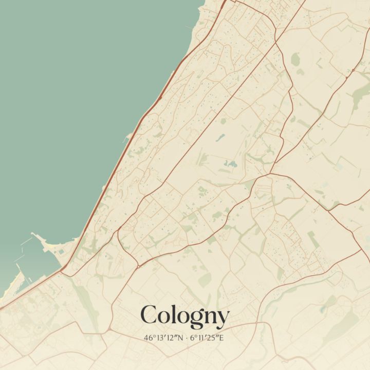 Vintage map of Cologny, Switzerland. - Rezona - Digital Art & AI ...