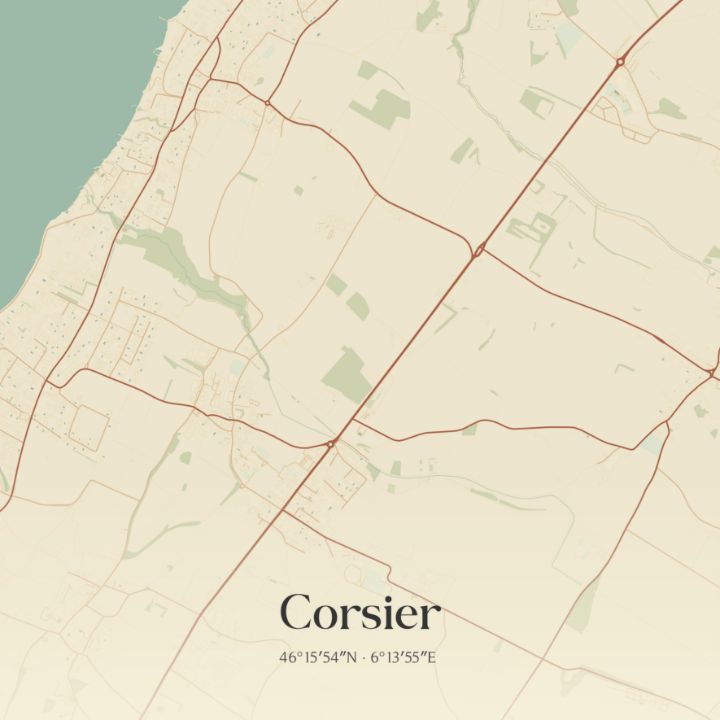 Vintage map of Corsier, Switzerland. - Rezona - Digital Art & AI ...