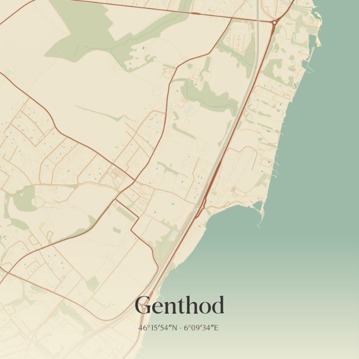 Vintage map of Genthod, Switzerland. - Rezona - Digital Art & AI ...