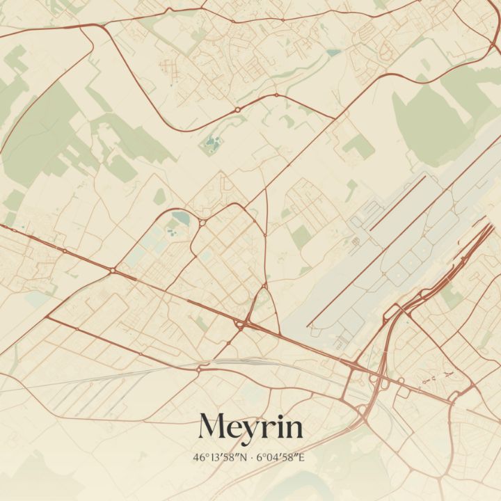 Vintage map of Meyrin, Switzerland. - Rezona - Digital Art & AI, Places ...