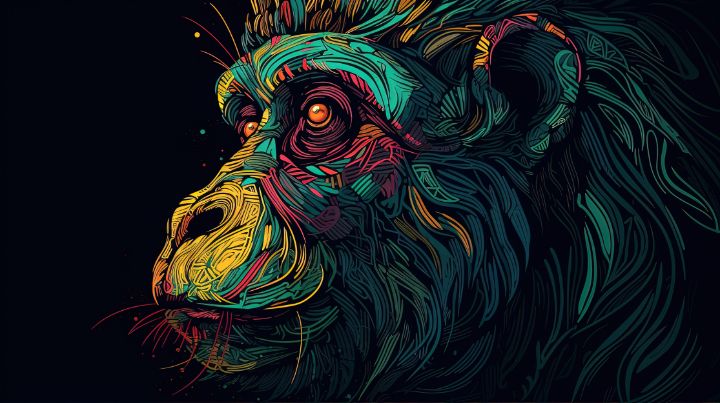 Vibrant Line Art of an Monkey - graphiXperience - Drawings ...