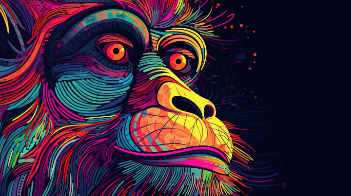 Vibrant Line Art of an Monkey - graphiXperience - Drawings ...