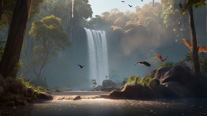 Epic tropical Waterfall Illustration - graphiXperience - Drawings ...