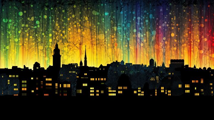 Berlin City Colorized Skyline Sil - graphiXperience - Drawings ...