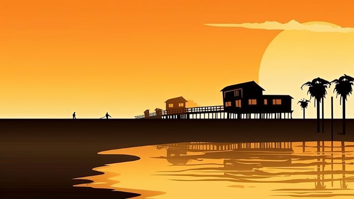 Minimalistic Beach Life Scenery - graphiXperience - Drawings ...