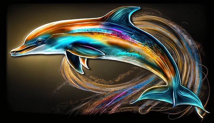 Rainbow Dolphin Splashing in the Oce - graphiXperience - Drawings ...