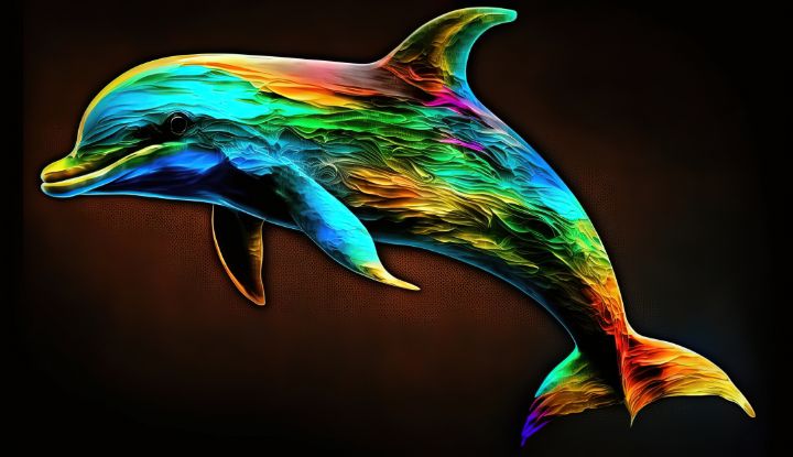 Rainbow Dolphin Splashing in the Oce - graphiXperience - Drawings ...