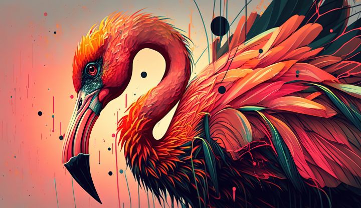 Vibrant Flamingo Abstract Illustrati - graphiXperience - Drawings ...