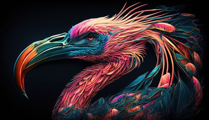 Vibrant Flamingo Abstract Illustrati - graphiXperience - Drawings ...