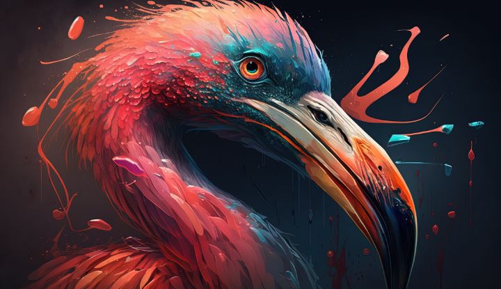 Vibrant Flamingo Abstract Illustrati - graphiXperience - Drawings ...