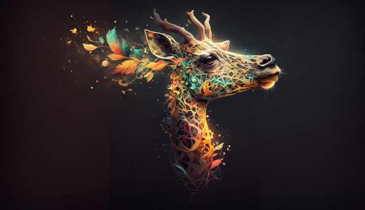 Vibrant Giraffe in Abstract Colors - graphiXperience - Drawings ...