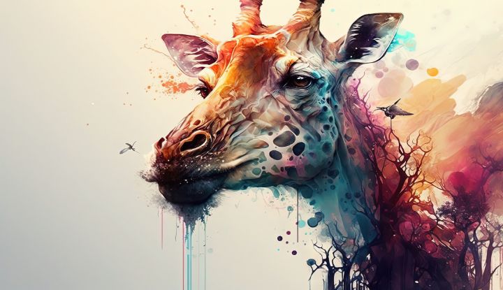 Vibrant Giraffe in Abstract Colors - graphiXperience - Drawings ...