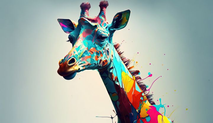 Vibrant Giraffe in Abstract Colors - graphiXperience - Drawings ...
