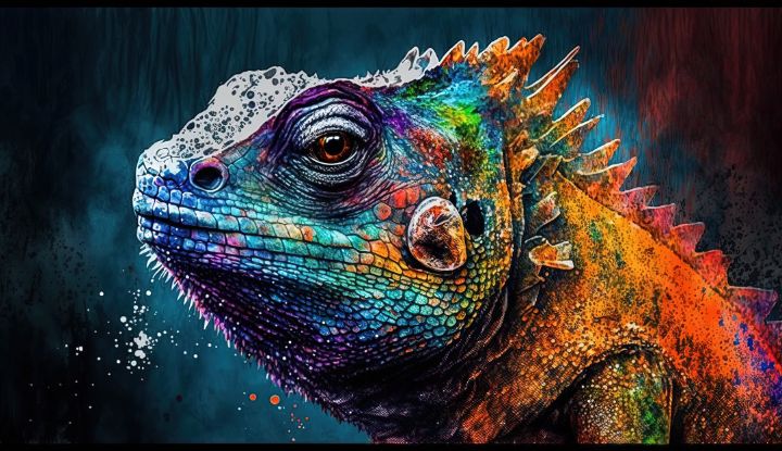 Rainbow Lizard Abstract Art - graphiXperience - Drawings & Illustration, Animals, Birds, & Fish ...