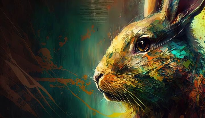 Colorful Bunny Wonderland Illustrati - graphiXperience - Drawings ...