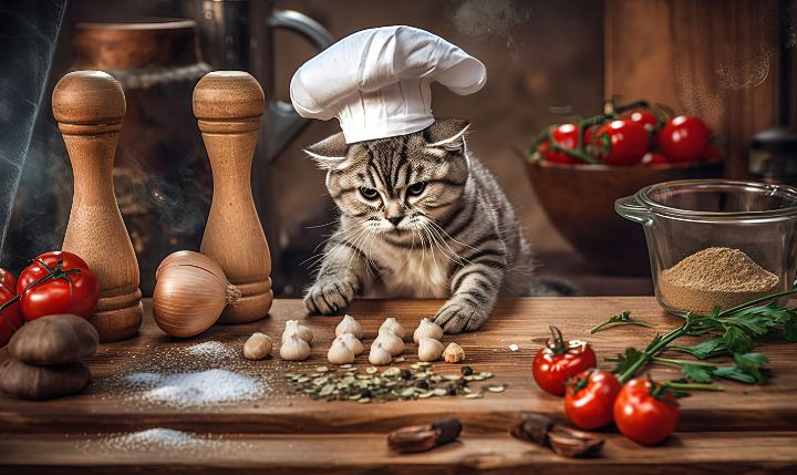 Cute Chef Cat working - graphiXperience - Drawings & Illustration, Food ...