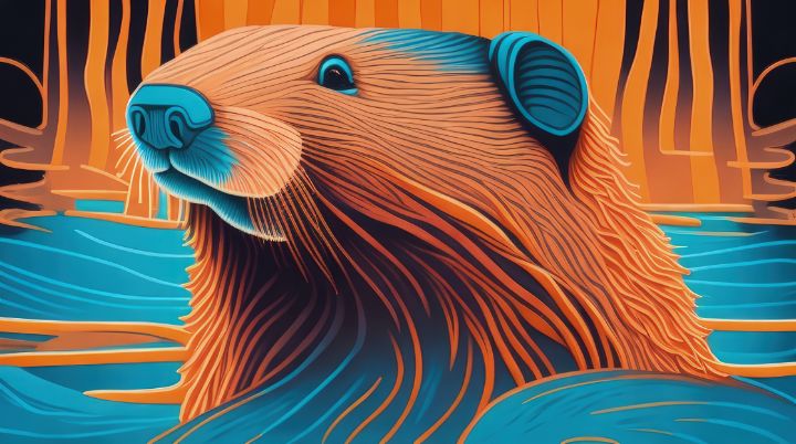 Pastel Beaver Artwork on Dark Backgr - graphiXperience - Drawings ...
