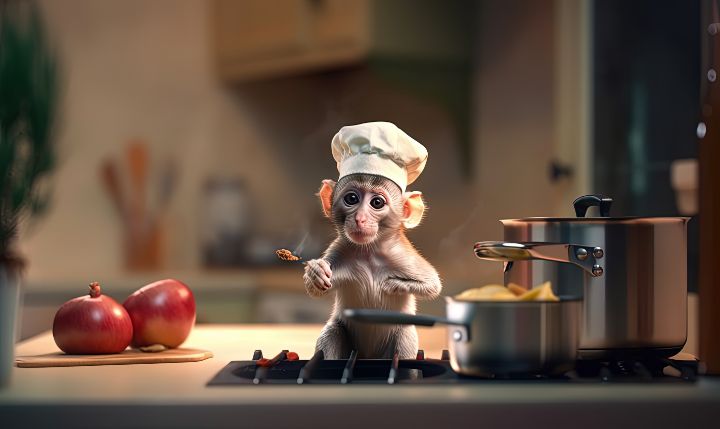 Monkeys Kitchen Fun - graphiXperience - Drawings & Illustration, Food ...