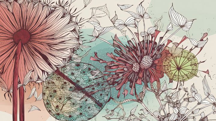 Dandelion Colorful Line Art - graphiXperience - Drawings & Illustration ...