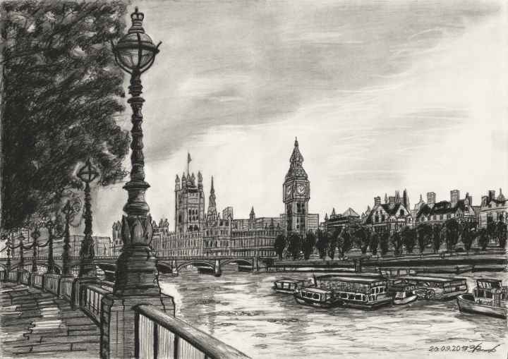 Thames embankment - Art workshop - Drawings & Illustration, Places ...