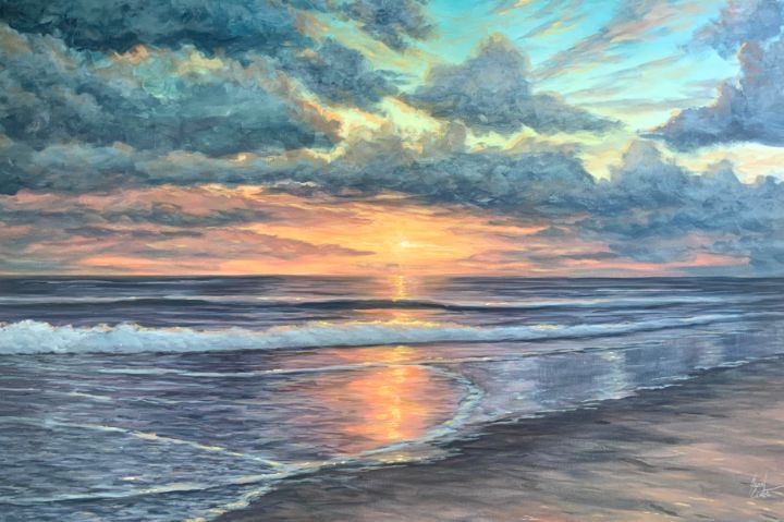 Time Beach Sunset - Sunscapes Art by Joseph Cantin - Paintings & Prints ...