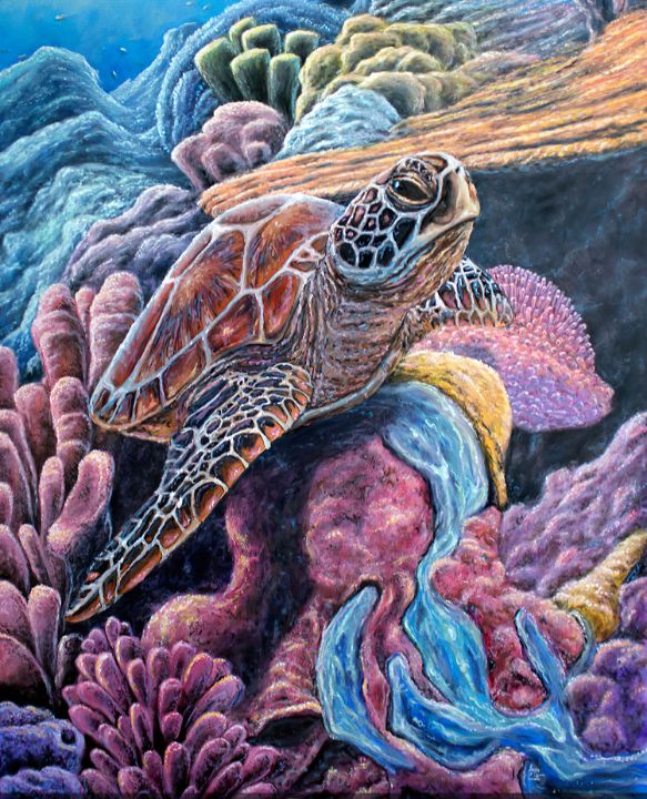 Sea Turtle’s Reef - Sunscapes Art by Joseph Cantin - Paintings & Prints ...
