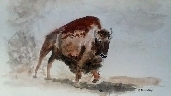 Running Buffalo - BAKN Studio - Paintings & Prints, Animals, Birds ...