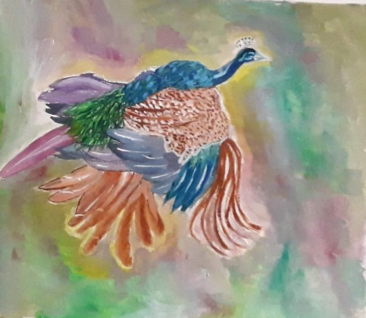 Flying Peacock - prema_paintings - Paintings & Prints, Animals, Birds ...